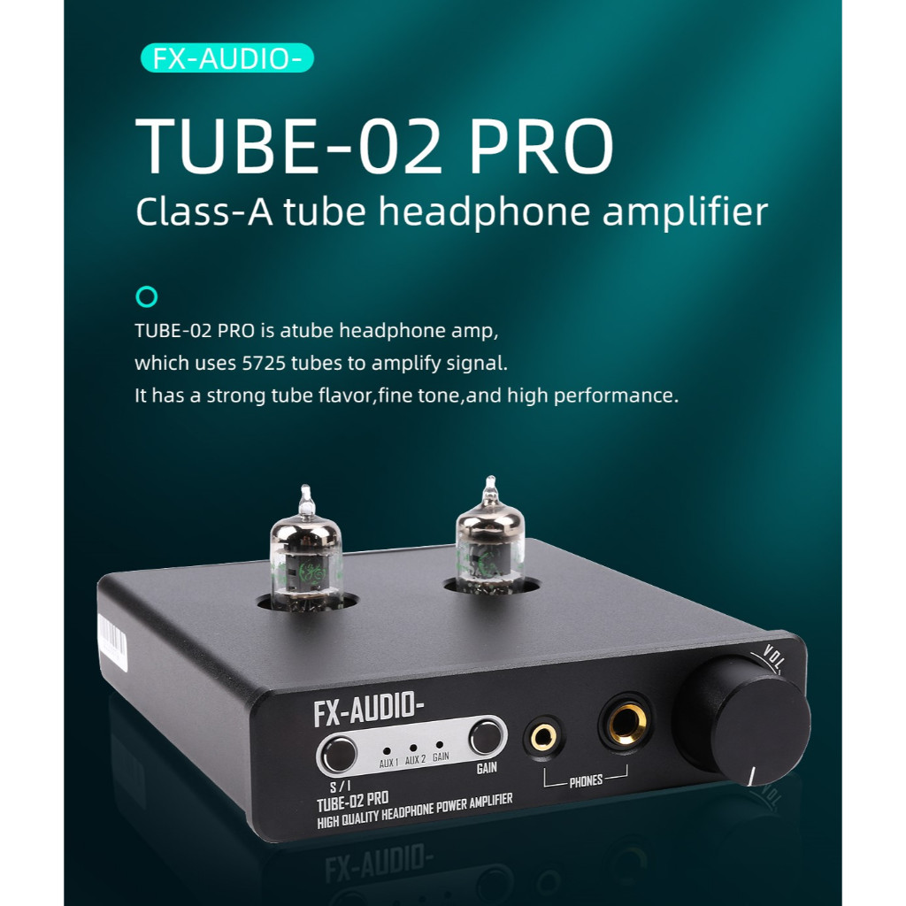 FX-AUDIO- TUBE-02 PRO Tube Amplifier Double JAN5725W High Performance Tube Class A Headphone ...