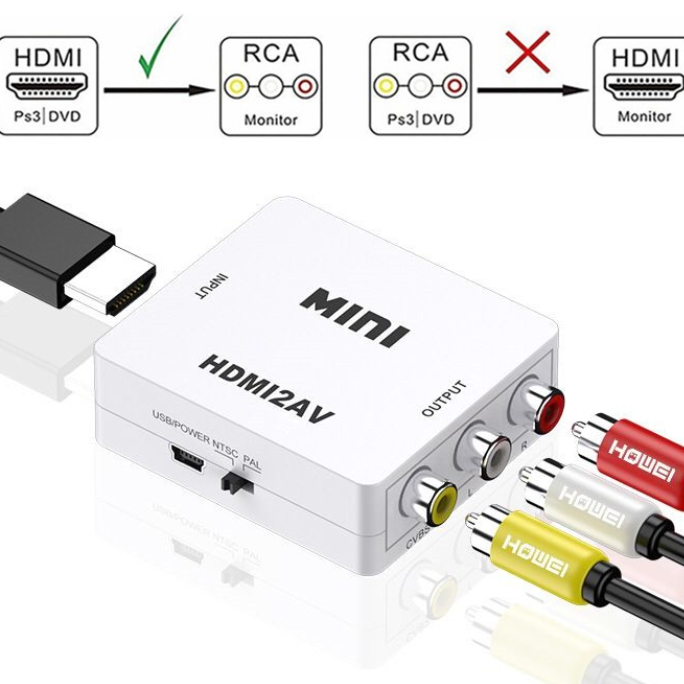 Cáp HDMI sang AV Bộ Chuyển Đổi Video HD Hộp Trắng Nhỏ Kết Nối AGA sang AV Bộ Trò Chơi TV Cũ Hộp ...