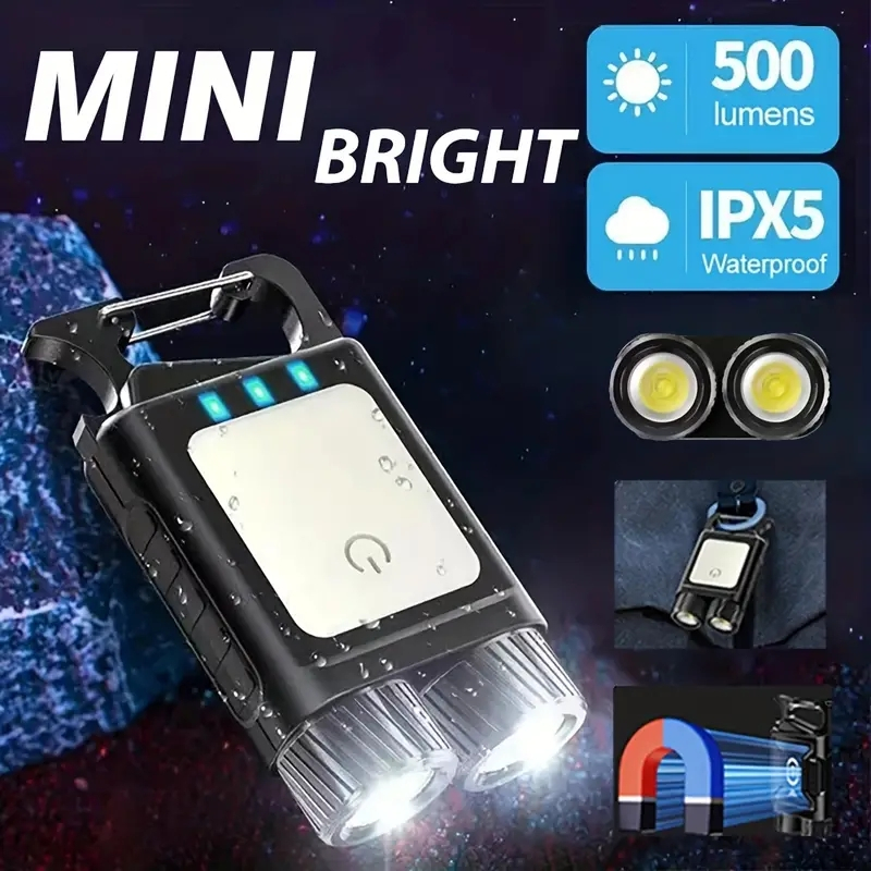 Đèn Pin mini Đa Năng Chống Thấm Nước Có Móc Khóa Nam Châm cob Có Thể ...