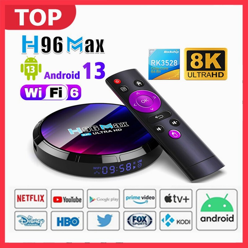 Tv box h96 max rk3528 2023 Hệ Thống android 13 2.4g 5g dual wifi6 bt5.0 ...