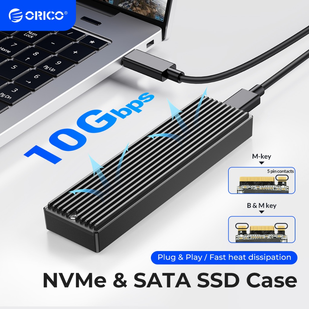 Vỏ ổ cứng cổng ORICO USB type-C Gen2 10Gbps PCIe M2 SATA NVME NGFF 5Gbps Cho SSD M.2 (M2PV ...