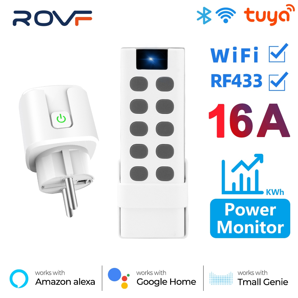 Ổ CắM ĐiệN WiFi RF433 ROVF 20A Cho Google Home Alexa | Shopee Việt Nam