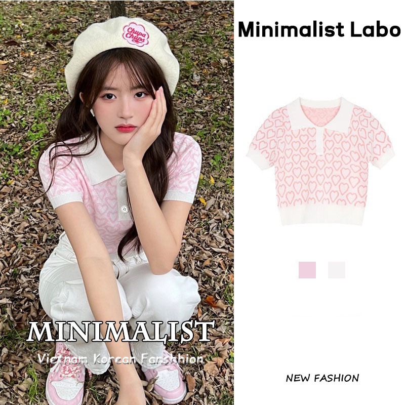 Minimalist Labo Áo Croptop Dệt Kim Tay Ngắn Cổ Polo Dáng Ôm Thời Trang ...