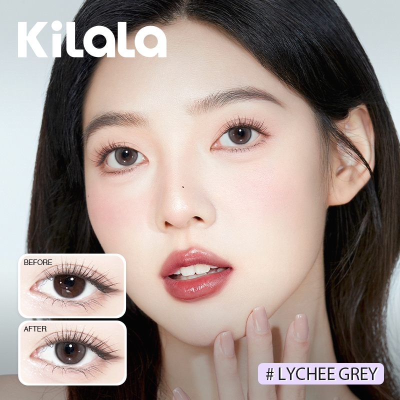 Kính áp tròng Kilala màu xám Lychee Grey lens cận 6 tháng DIA 14.2mm có ...
