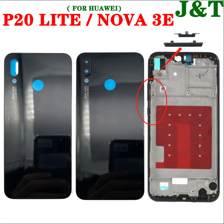 Dành Cho Huawei P20 lite Nova 3e LCD Phía Trước Giữa Khung Sau Pin Nắp Cửa Nhà Ở Ống Kính Máy ...