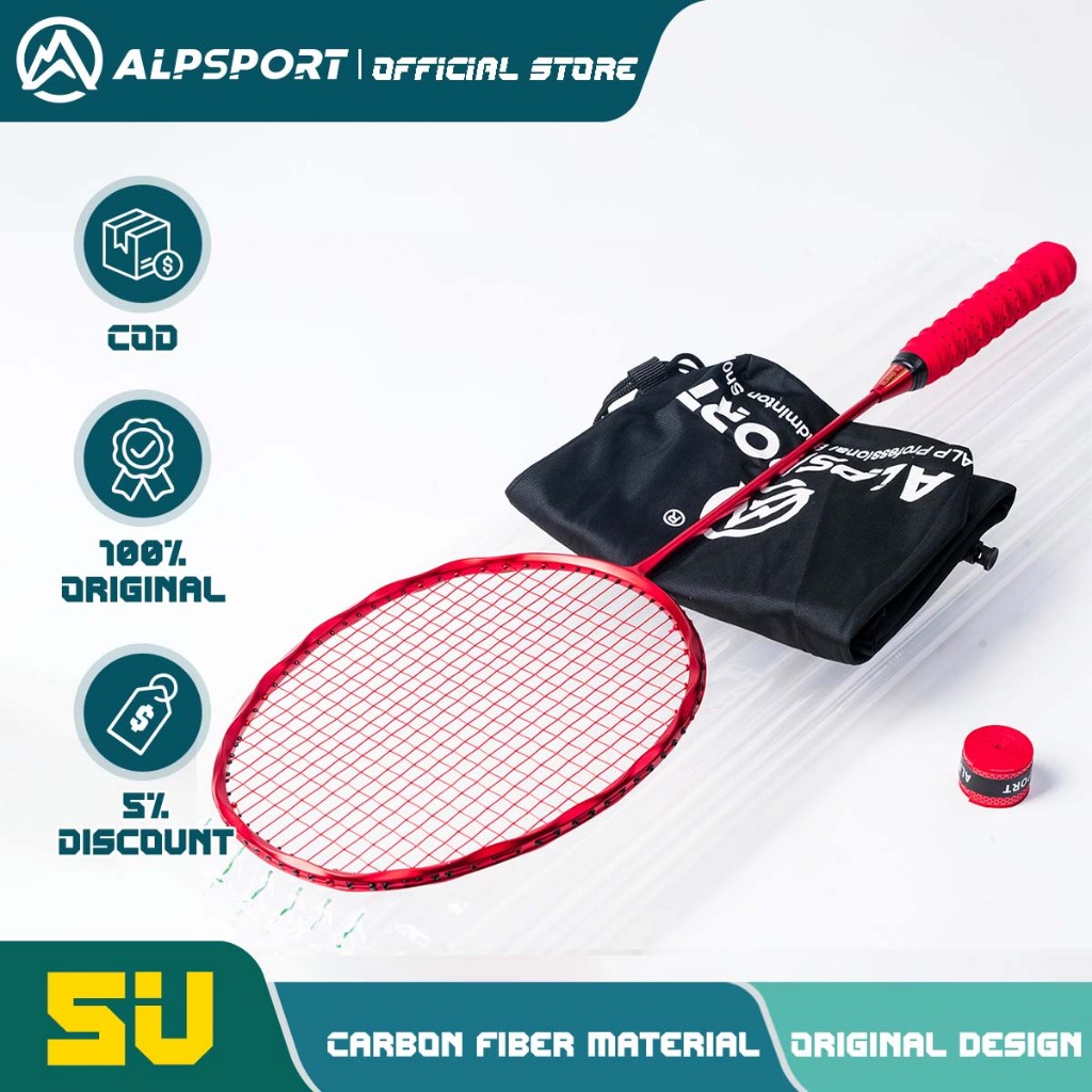 ALP V5 5U 75g PRO MXH ĐệmCông nghệ khung sóng vợt cầu lông tấn công Đỏ ...