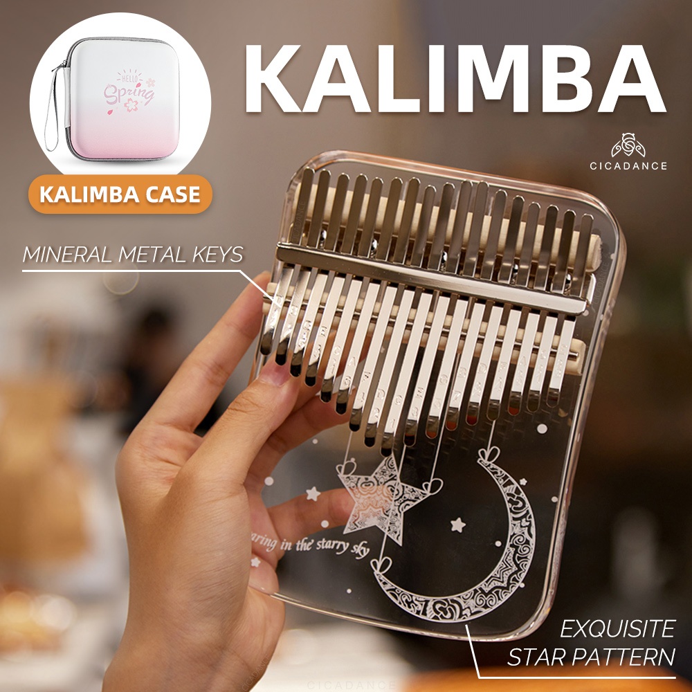 đàn kalimba trong suốt 17 phím Có kèm hộp màu hồng âm thanh rõ ràng Quà ...