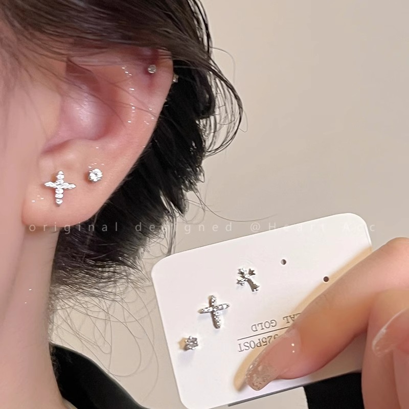 Mới Set 6 Khuyên Tai Bạc s925 mini Dễ Thương Cho Nữ | Shopee Việt Nam