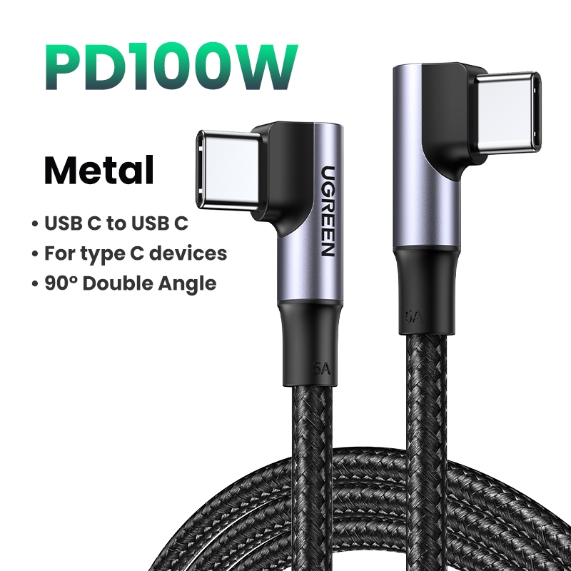 Cáp sạc nhanh UGREEN 100W 5A USB C sang USB C PD góc phải 90 độ thích hợp cho iPhone 15 | Shopee ...