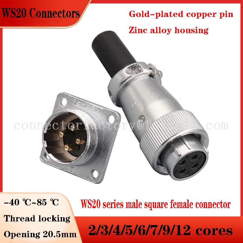 Ổ cắm WS20 2-3-4-5-6-7-9-12 lõi TQZ ghế vuông, phụ kiện công nghiệp bộ phận mạch, thiết bị gia ...