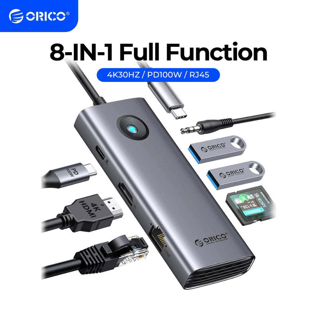 Orico USB C HUB Dock Station 4K Type C HDMI RJ45 USB 3.0 Adapter Cho ...