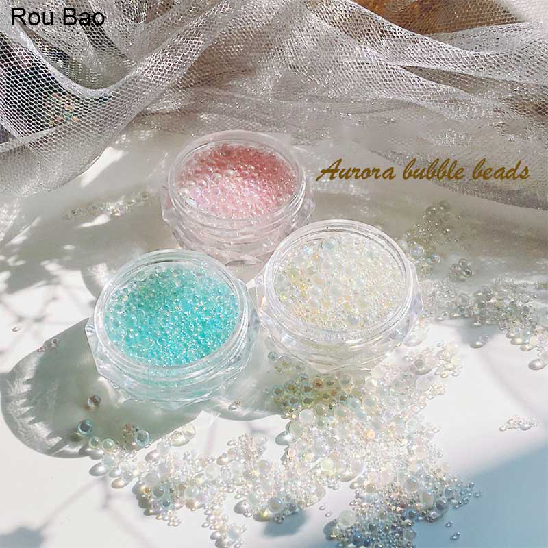 Hạt pha lê ROU BAO tròn trong suốt nhiều màu trang trí móng tay nghệ ...