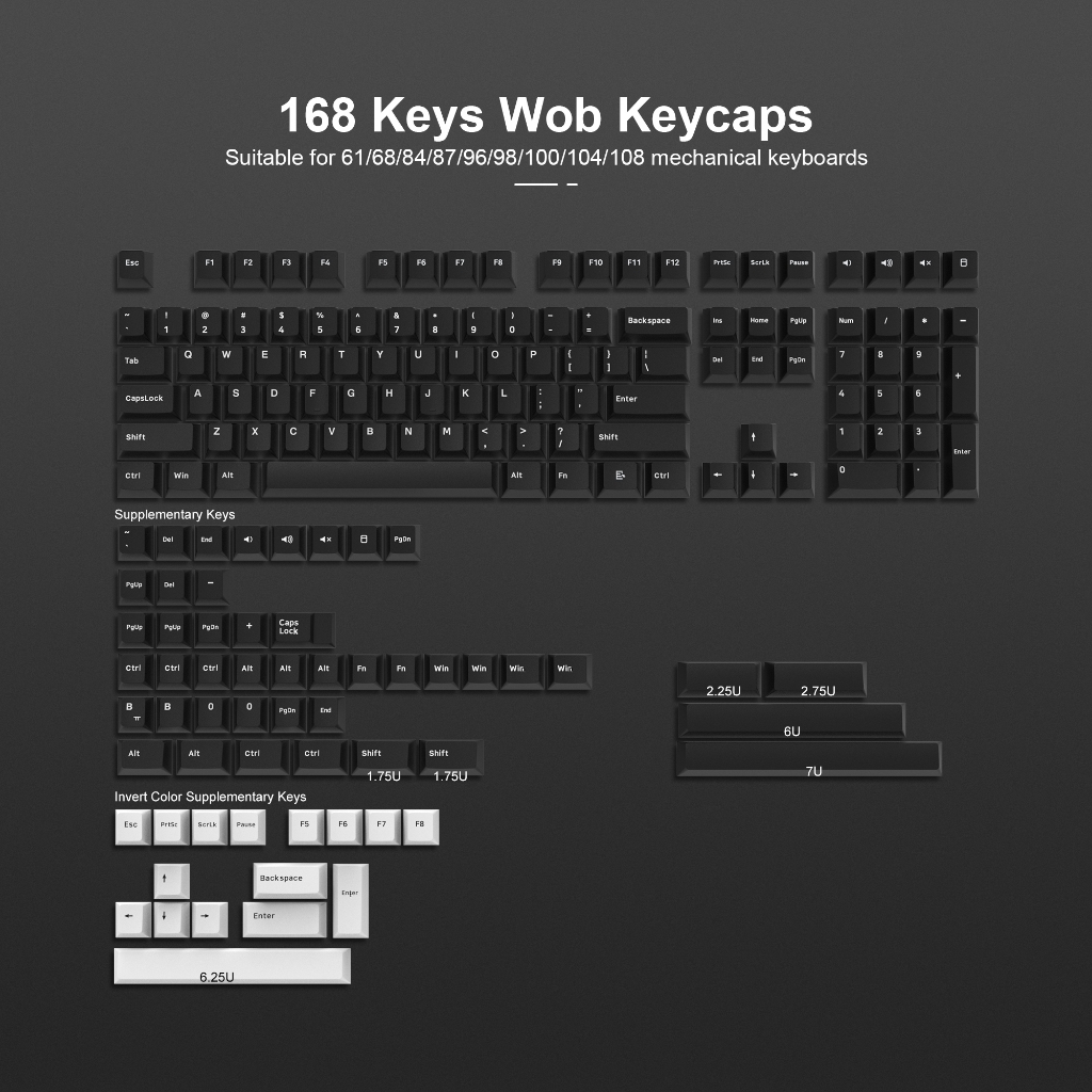 Womier 168 Phím Double Shot PBT Keycaps WOB BOW Key Cap Classic Cherry ...
