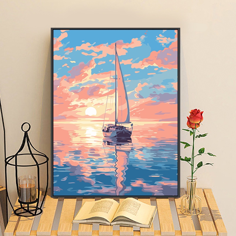 【ORFON】30×40cm /bởi sunset/ tranh tô màu theo số / Giải nén/Thư giãn ...