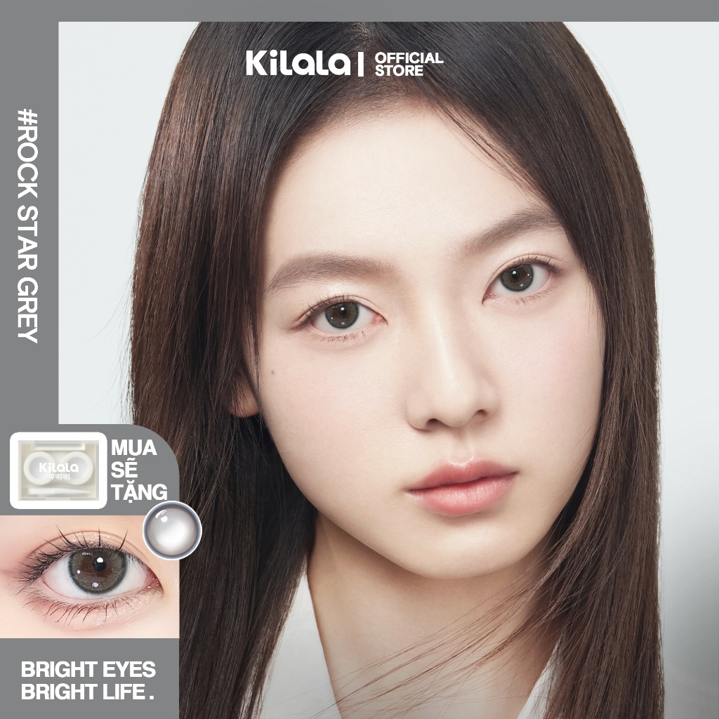 Kính áp tròng Kilala màu xám Rock Star Grey lens cận 6 tháng DIA 14.2mm ...