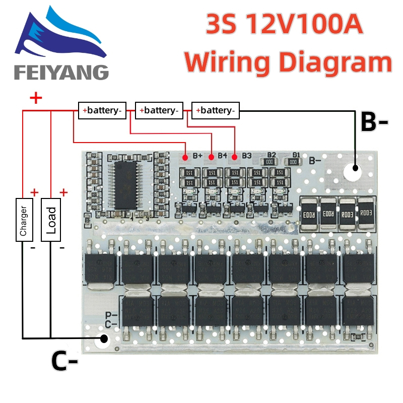 Bo mạch bảo vệ sạc pin polyme LifePo4 Lmo Ternary Li-ion 3S/4S/5S BMS 12 V 16.8V 21V 100A ...