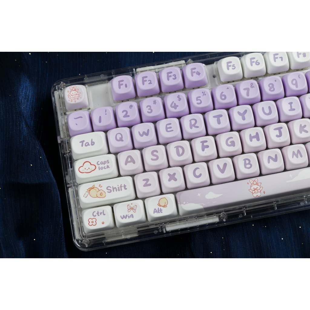 Gradient Purple Bunny keycaps MOA profile Dye-Sublimation PBT keycap ...