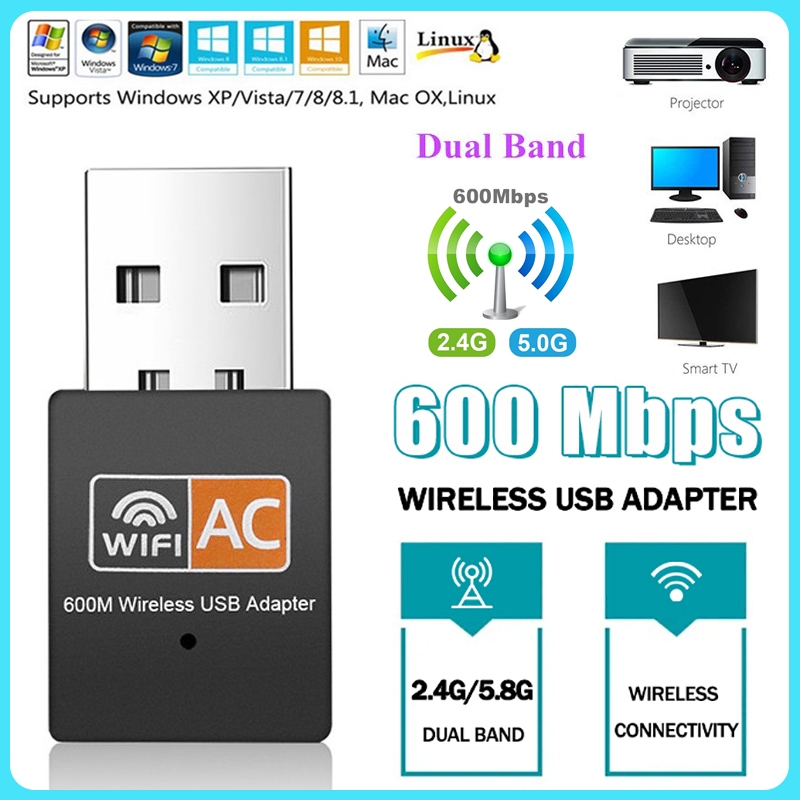 Usb Thu Sóng wifi 600mbps 5g Băng Tần Kép 2.4g / 5GHz 802.11 ac ...