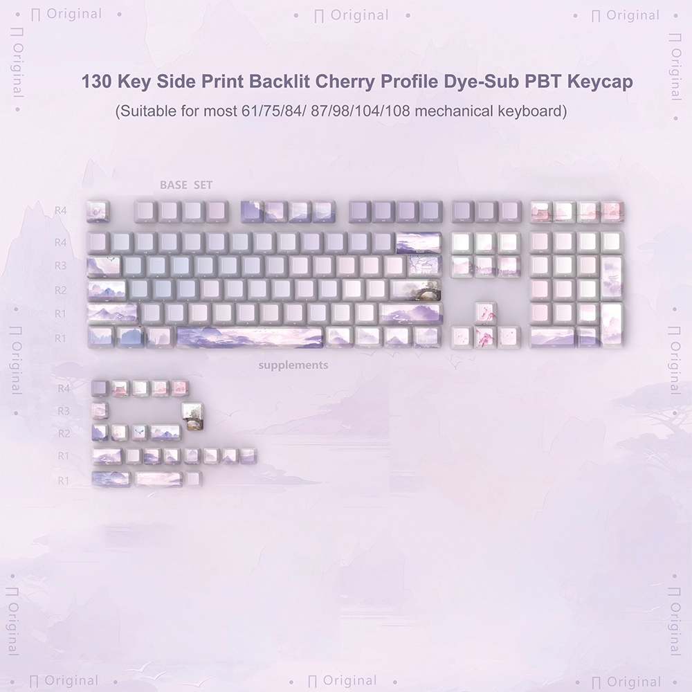 Womier 130 Phím Blue Lake Side Print PBT Keycap Đèn nền RGB Cherry ...
