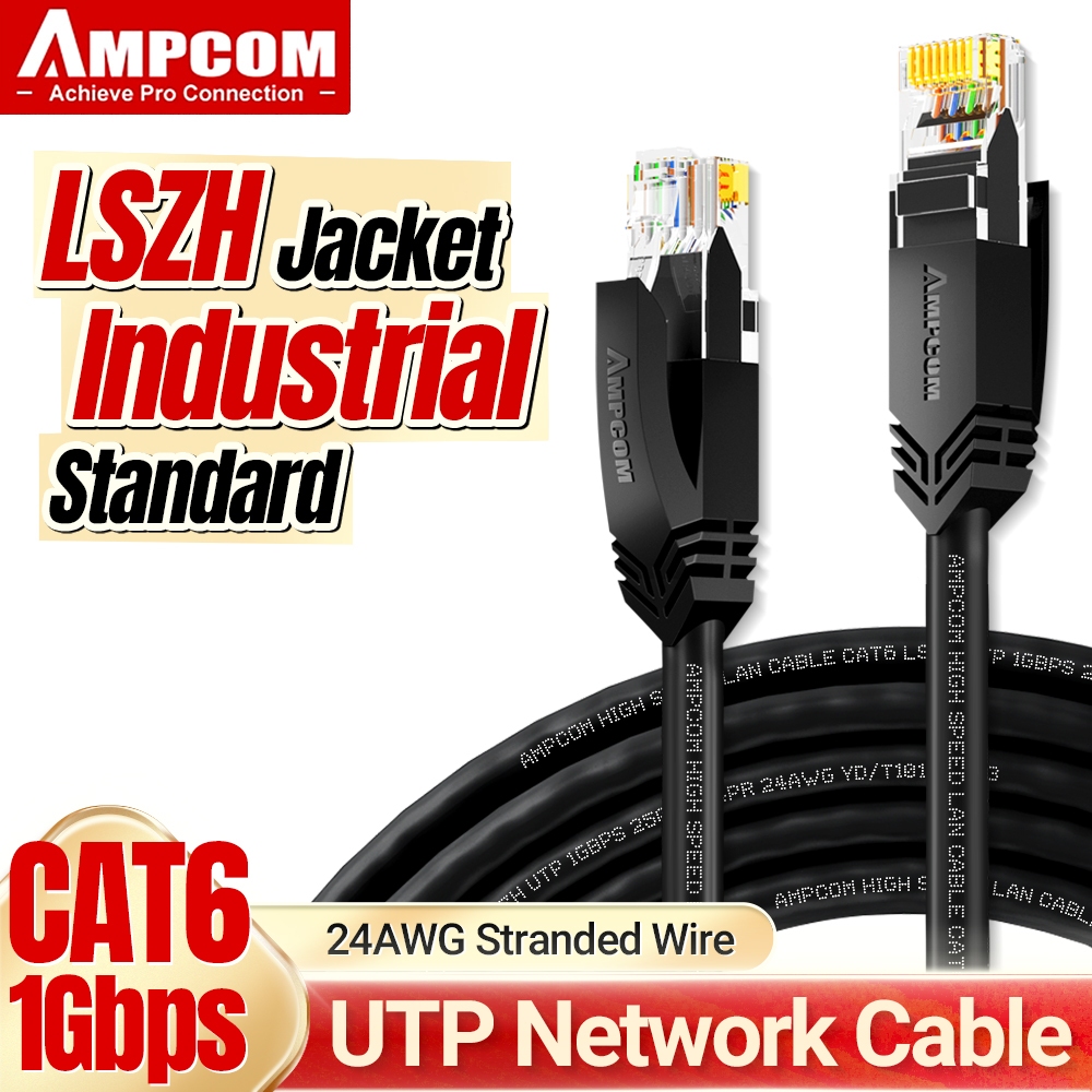 AMPCOM CAT6 UTP 24AWG Mạng Dây Nhảy 0.5-5M - Đa Dạng Màu Sắc (Đen, Đỏ ...
