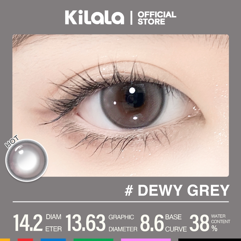 Kính áp tròng Kilala màu xám Lychee Grey lens cận 6 tháng DIA 14.2mm có ...