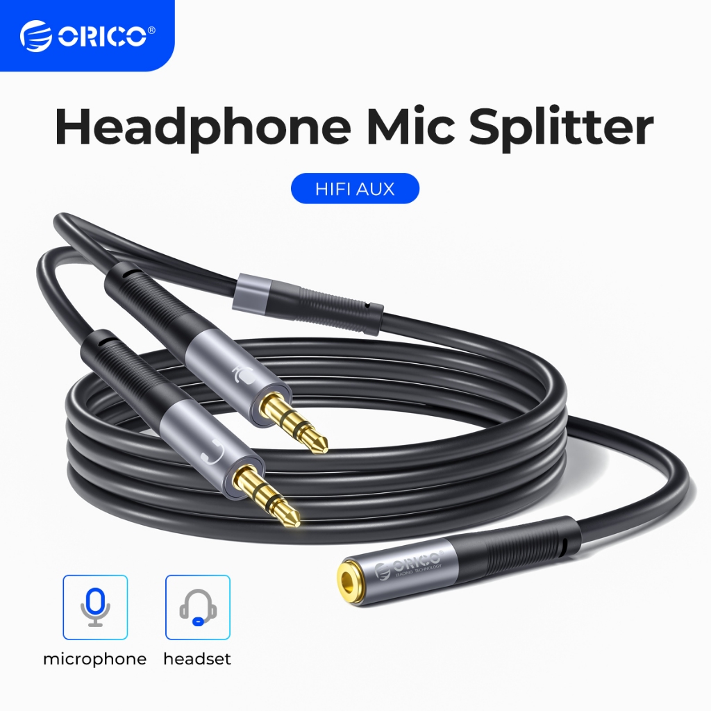 Cáp Âm Thanh ORICO 3.5 Mm 2 TRONG 1 Nam Đến 2 Cổng Nữ Aux Adapter Cáp Mic Âm Thanh Y Bộ Chia(AX1 ...