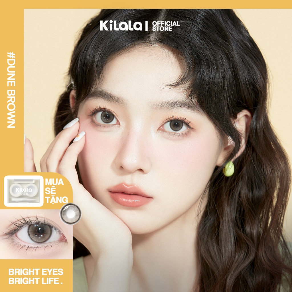 Kính áp tròng Kilala màu nâu Dune Brown lens cận 6 tháng DIA 14.2mm có độ (0-8) 1 cặp | Shopee ...