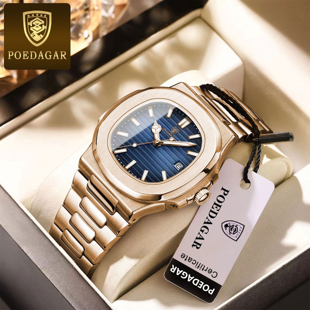 POEDAGAR 613 Đồng hồ nam chính hãng Dây đeo bằng thép không gỉ Lịch có ...