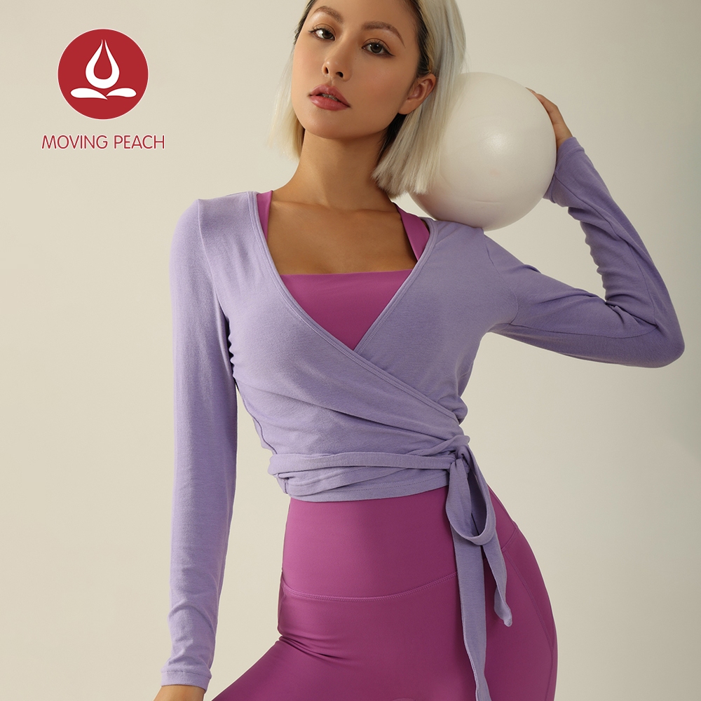 MOVING PEACH Áo Tập yoga / Thể Thao Tay Dài 2 Chiều Buộc Dây Gọn Nhẹ ...