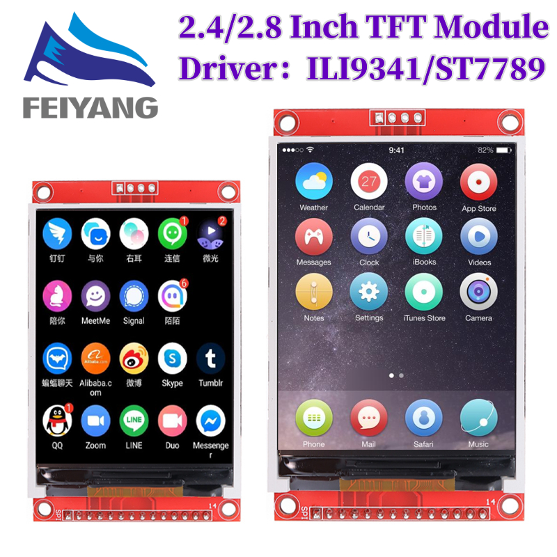 Mô Đun Cổng Cắm 2.4 / 2.8 inch 240x320 spi tft 5v / 3.3v pcb ili9341 ...