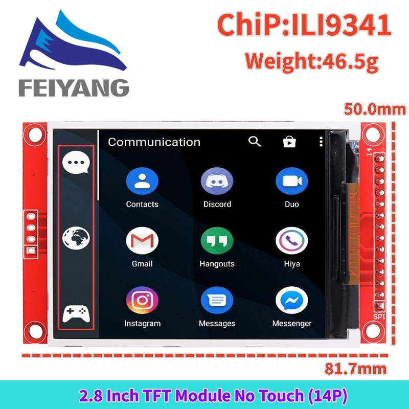 Mô Đun Cổng Cắm 2.4 / 2.8 inch 240x320 spi tft 5v / 3.3v pcb ili9341 ...