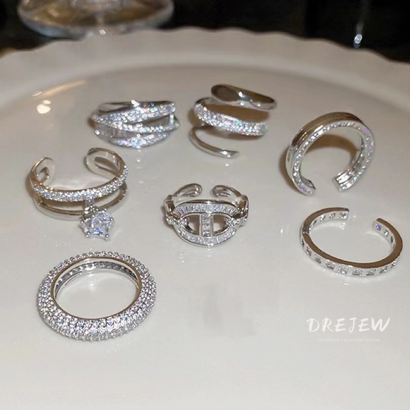 DREJEW Nhẫn Hàn Quốc thiết kế cá tính zircon mũi lợn hình con rắn tình ...