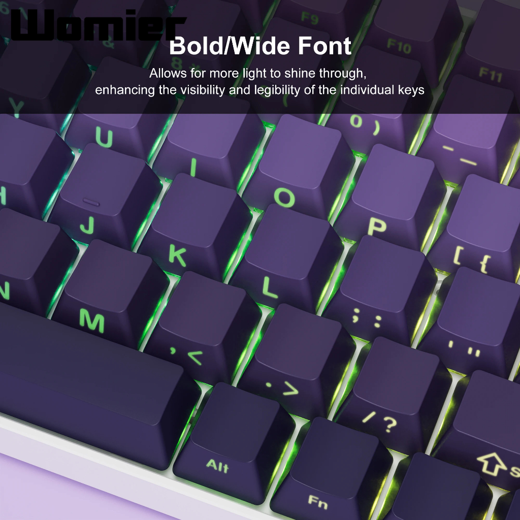 Womier 135 Phím Keycaps in bên hông, PBT Double Shot Shine Through ...