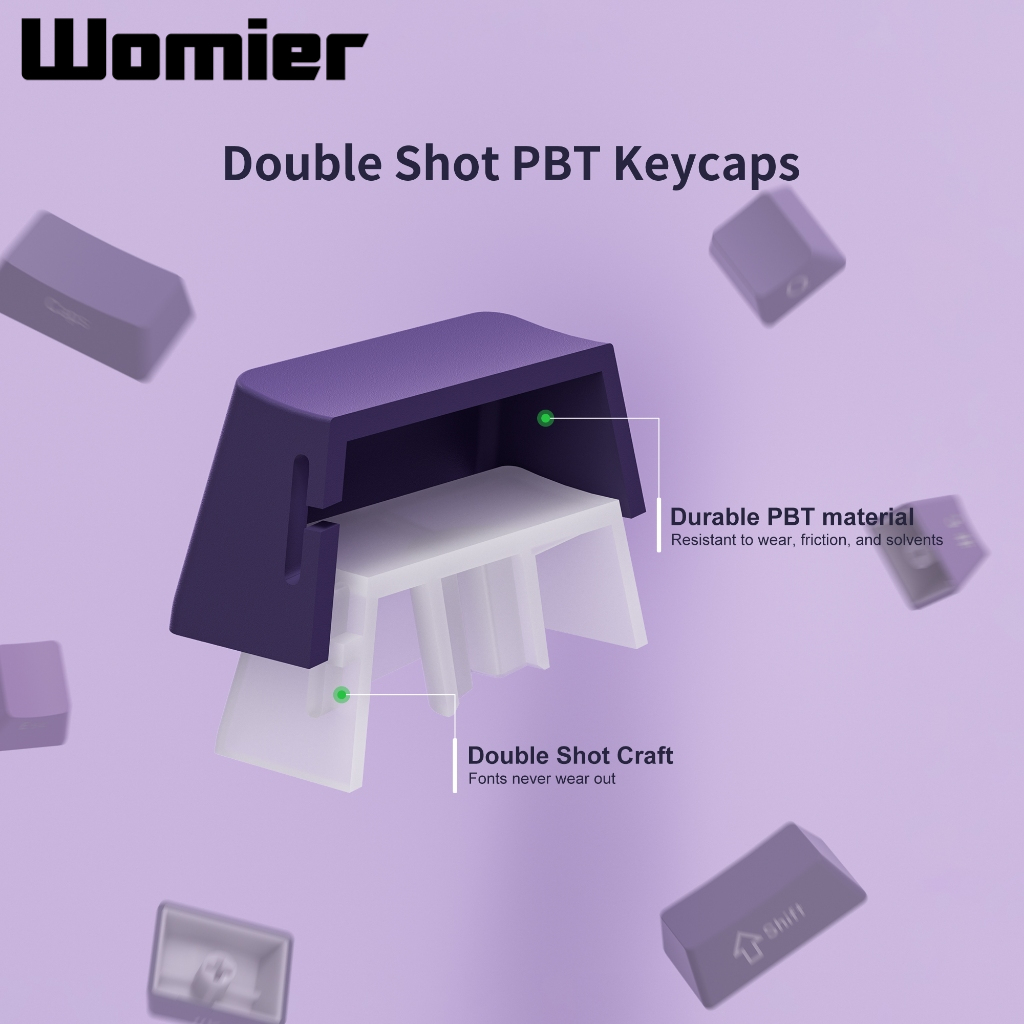 Womier 135 Phím Keycaps in bên hông, PBT Double Shot Shine Through ...