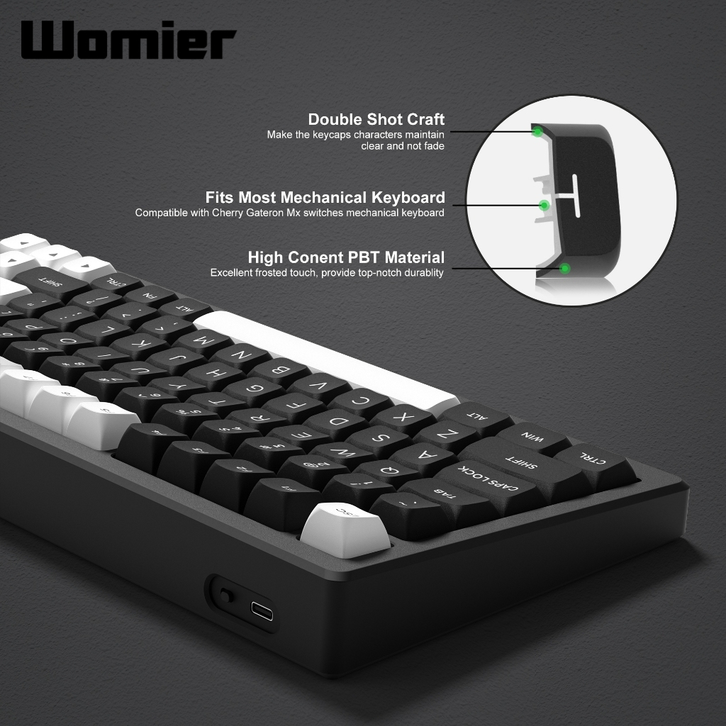 Womier WOB 189 Phím Keycaps, ISA Profile PBT Double Shot Key Cap cho 60 ...