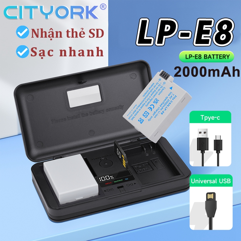 Bộ sạc pin CITYORK Canon LP-E8 LPE8 2200mAh cho Canon 700D 600D 650D ...