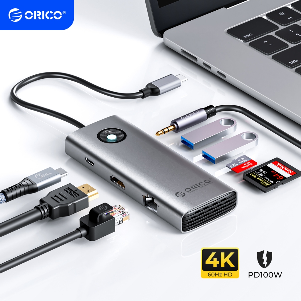 Orico USB C Hub 10 trong 1 USB C Docking Station với 4K HDMI 60W Power ...