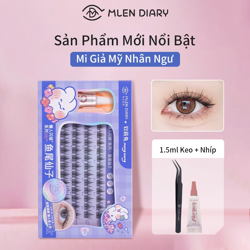 Lông mi dưới Mlen Diary Tự Nhiên 10-12mm Có Thể Tái Sử Dụng Một bó lông mi Lông mi giả tái sử ...