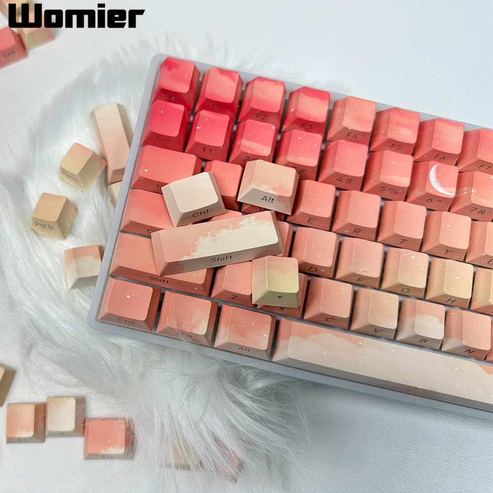 Womier 130 Phím Side In PBT Keycap, Pink Moon Star 5 Side Dye Sub Theme ...