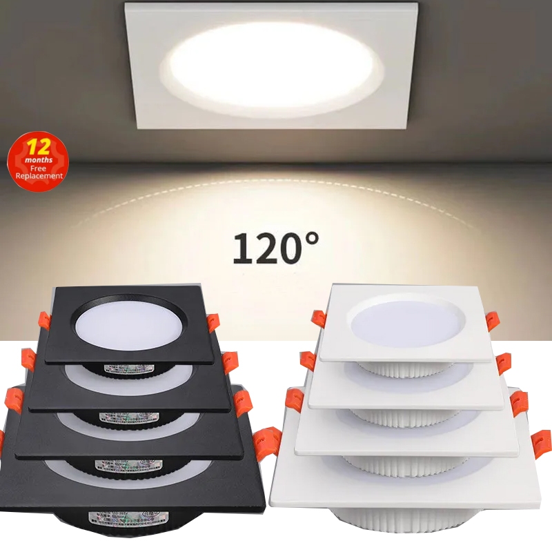Đèn LED mỏng vuông Pinlight Downlight 7W 12w 15w 20w Đèn trần nướng âm ...