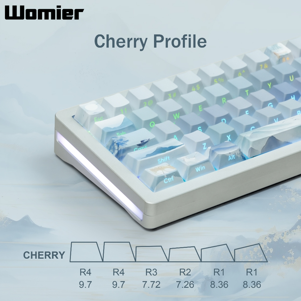 Womier 130 Phím Blue Lake Side Print PBT Keycap Đèn nền RGB Cherry ...