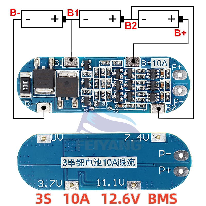 Mô Đun Bảo Vệ Pin Lithium 3S 10A 11.1V 12V 12.6V Dành Cho Pin 18650 Li ...