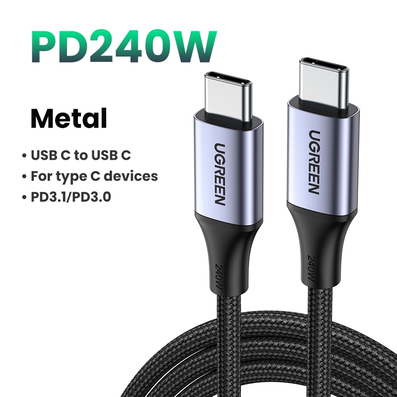 Dây Cáp UGREEN PD3.1 240W 5A / 48V USB C Sang USB C 480Mbps PD Bằng Nhôm Bện Nylon Cho Macbook ...