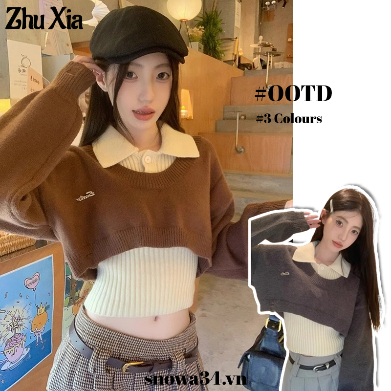 Set đồ Zhu Xia gồm áo len dài tay + chân váy thời trang dành cho nữ ...