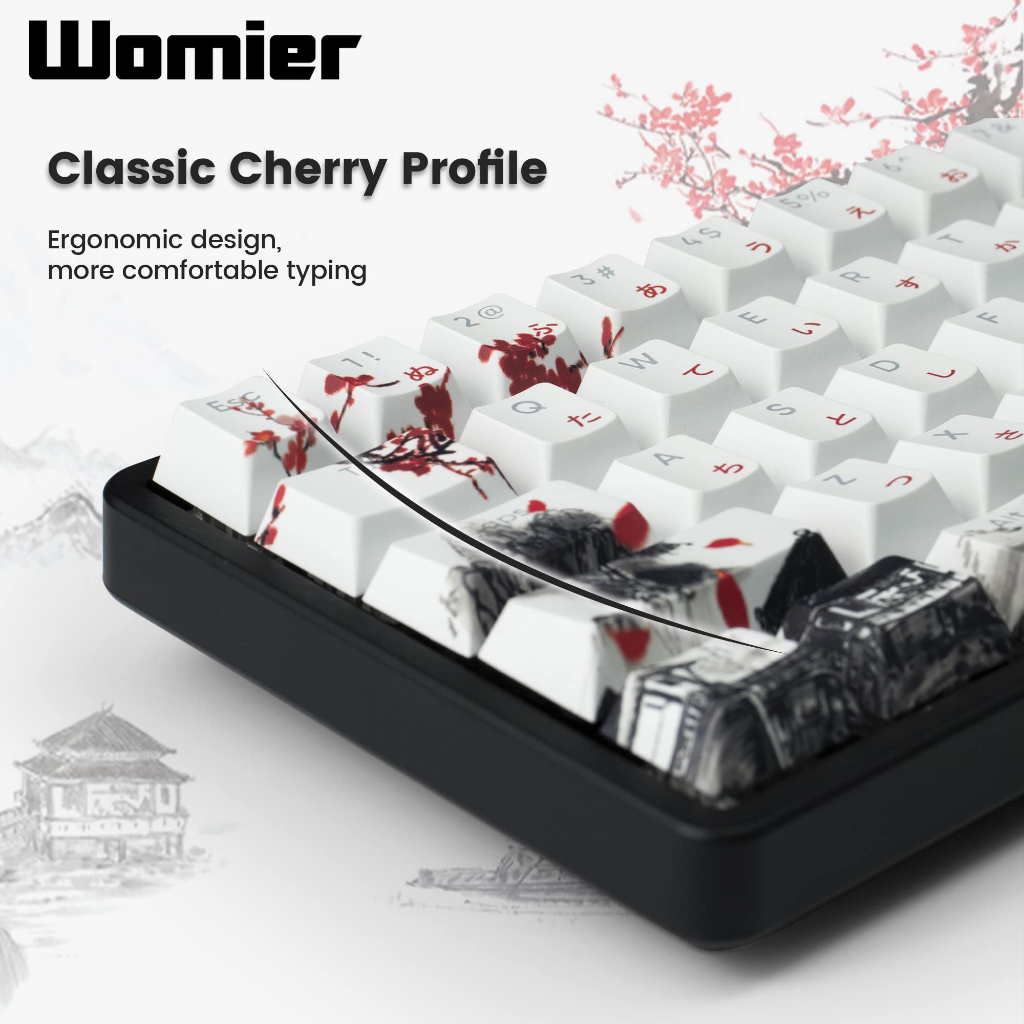 Womier 127 Phím Tỏa Sáng Xuyên Hoa Mận Keycaps Cherry Profile PBT ...