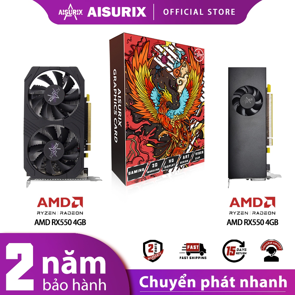 AMD Card Đồ Họa Chơi Game aisurix rx550 4gb vga sff gpu gddr5 128bit ...