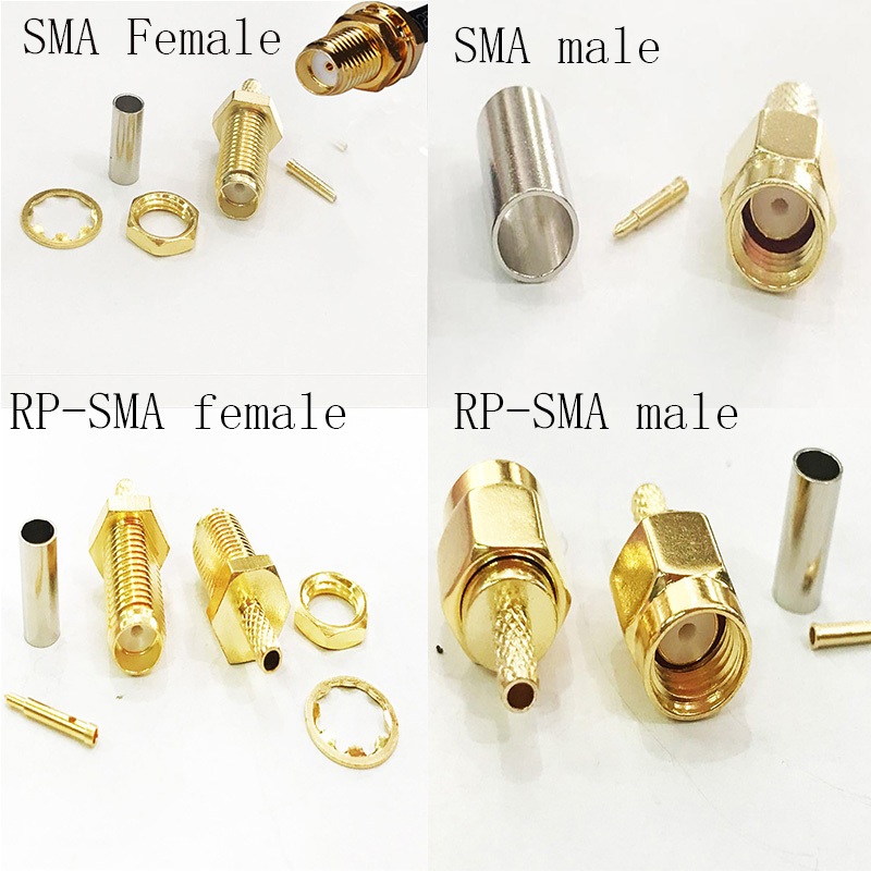 10 Đầu Nối SMA Đực / Cái RP-SMA Cho Cáp Đồng Trục RG174 RG316 LMR100 RF ...