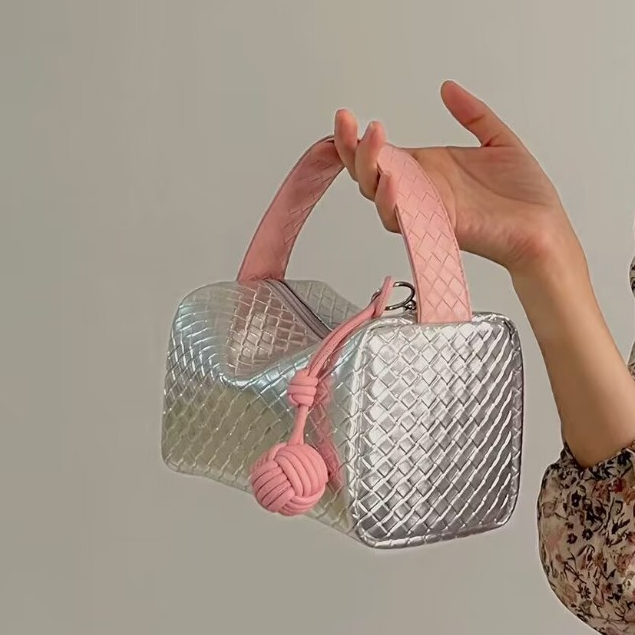 Jivil Túi Xách Trang Điểm Sức Chứa Lớn Bằng Vải Dệt Màu Bạc Phiên Bản ...