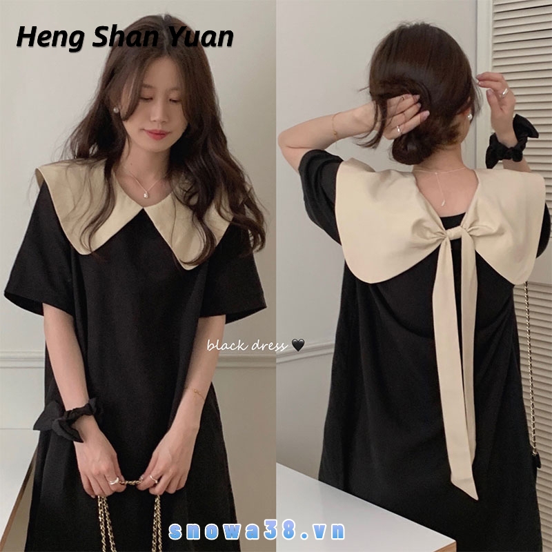 Heng Shan Yuan Đầm Cổ Búp Bê Thắt Nơ Trước Sau Phong Cách Hàn Quốc Thiết Kế Mỏng Dành Cho Nữ ...