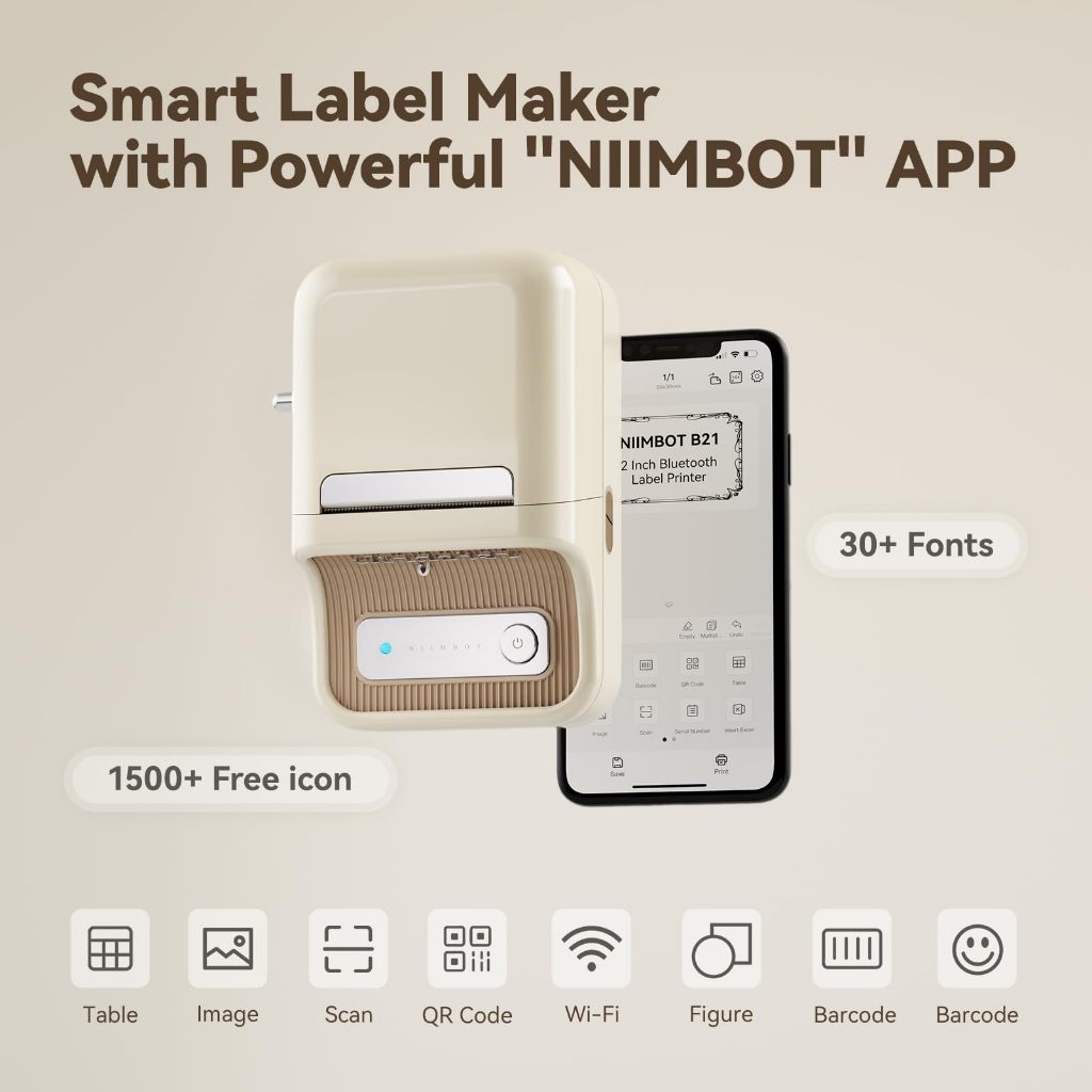 NIIMBOT B21 Máy in nhãn nhiệt kết nối Bluetooth thích hợp cho Android ...